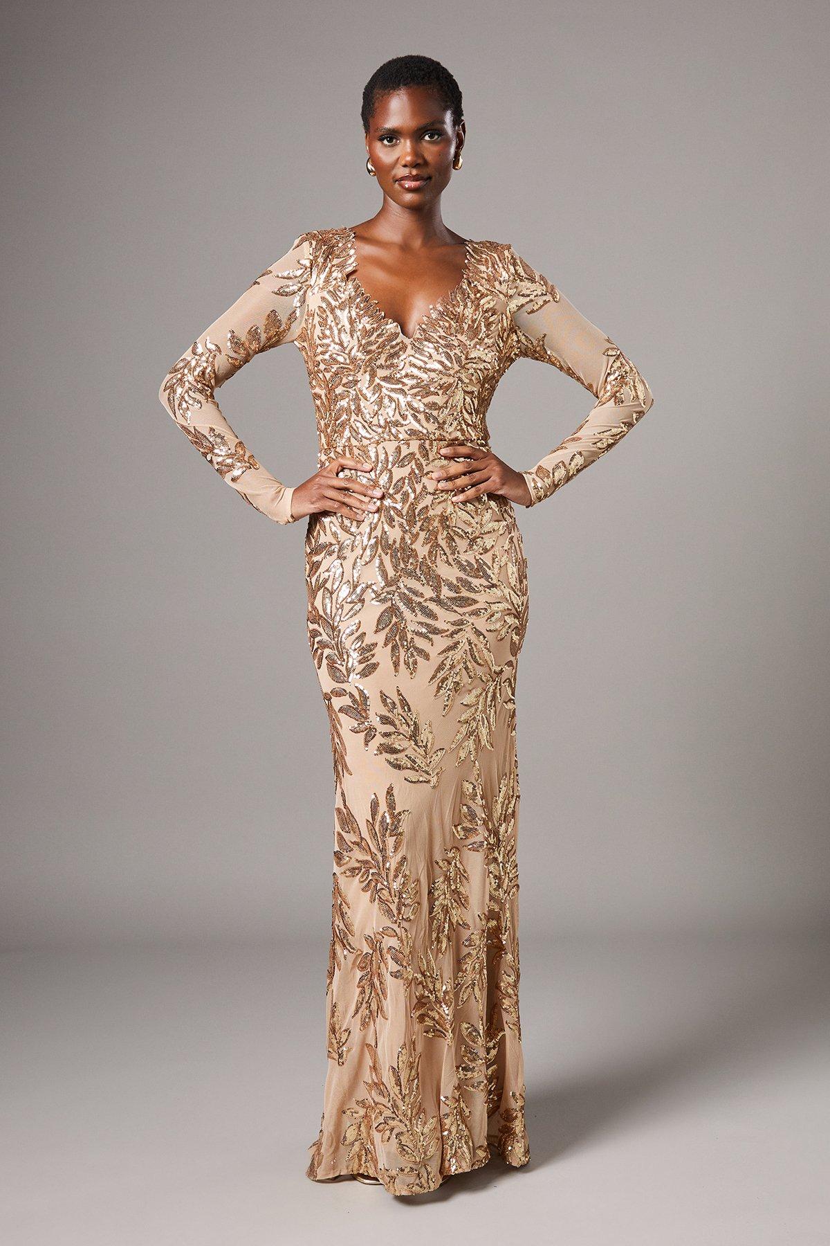 gold sequin maxi