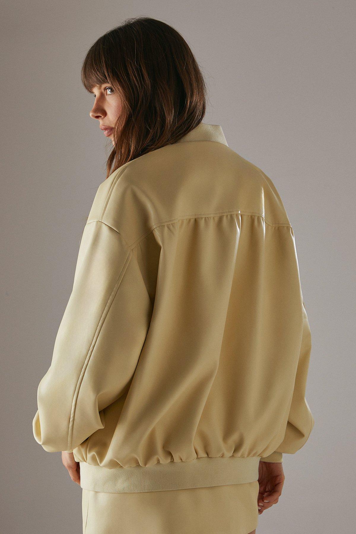 Warehouse Butter PU Bomber Jacket Co Ord | PrettyLittleThing