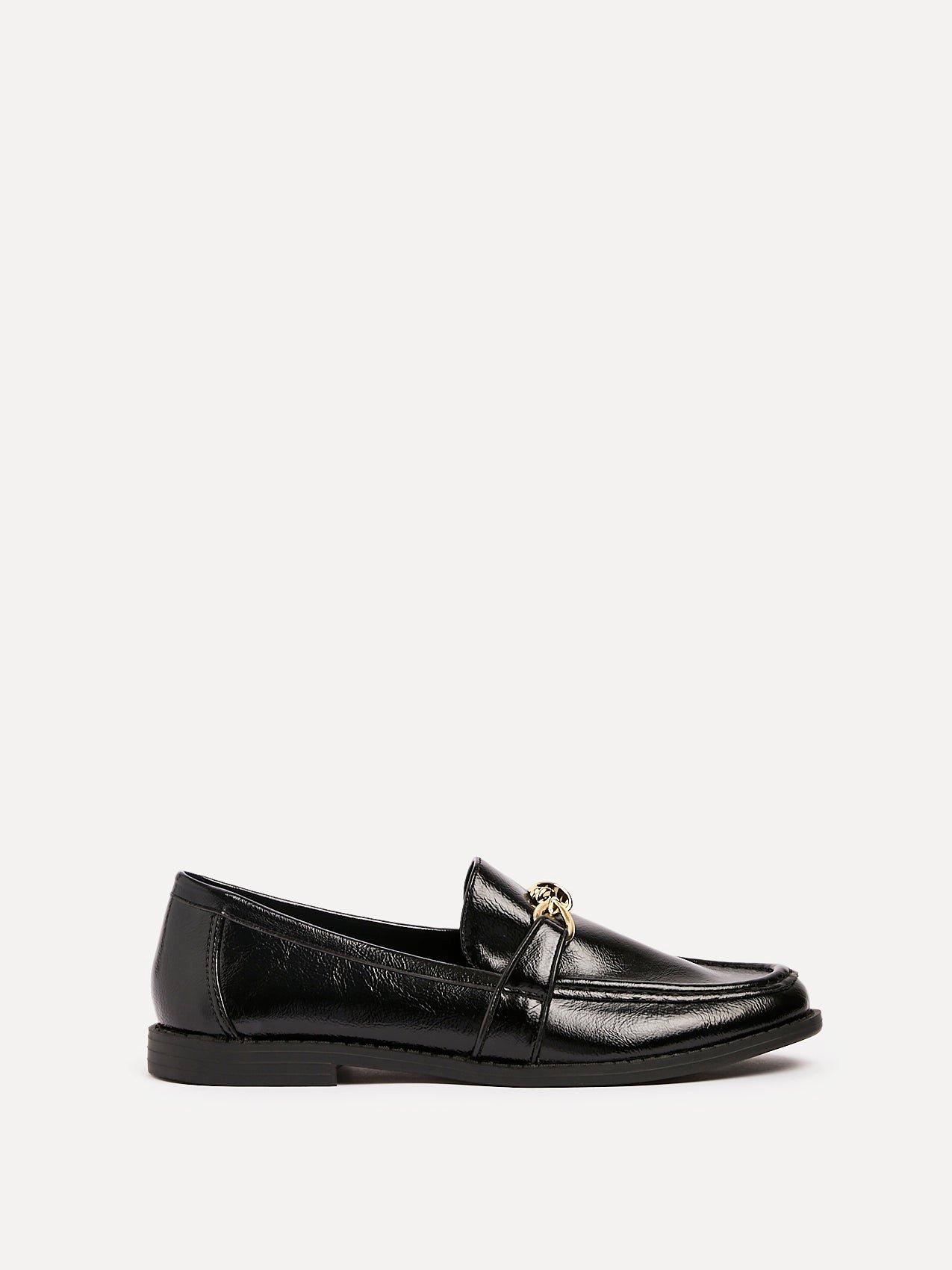 Linzi Black Affluent Black Faux Leather Slip On Loafer | PLT