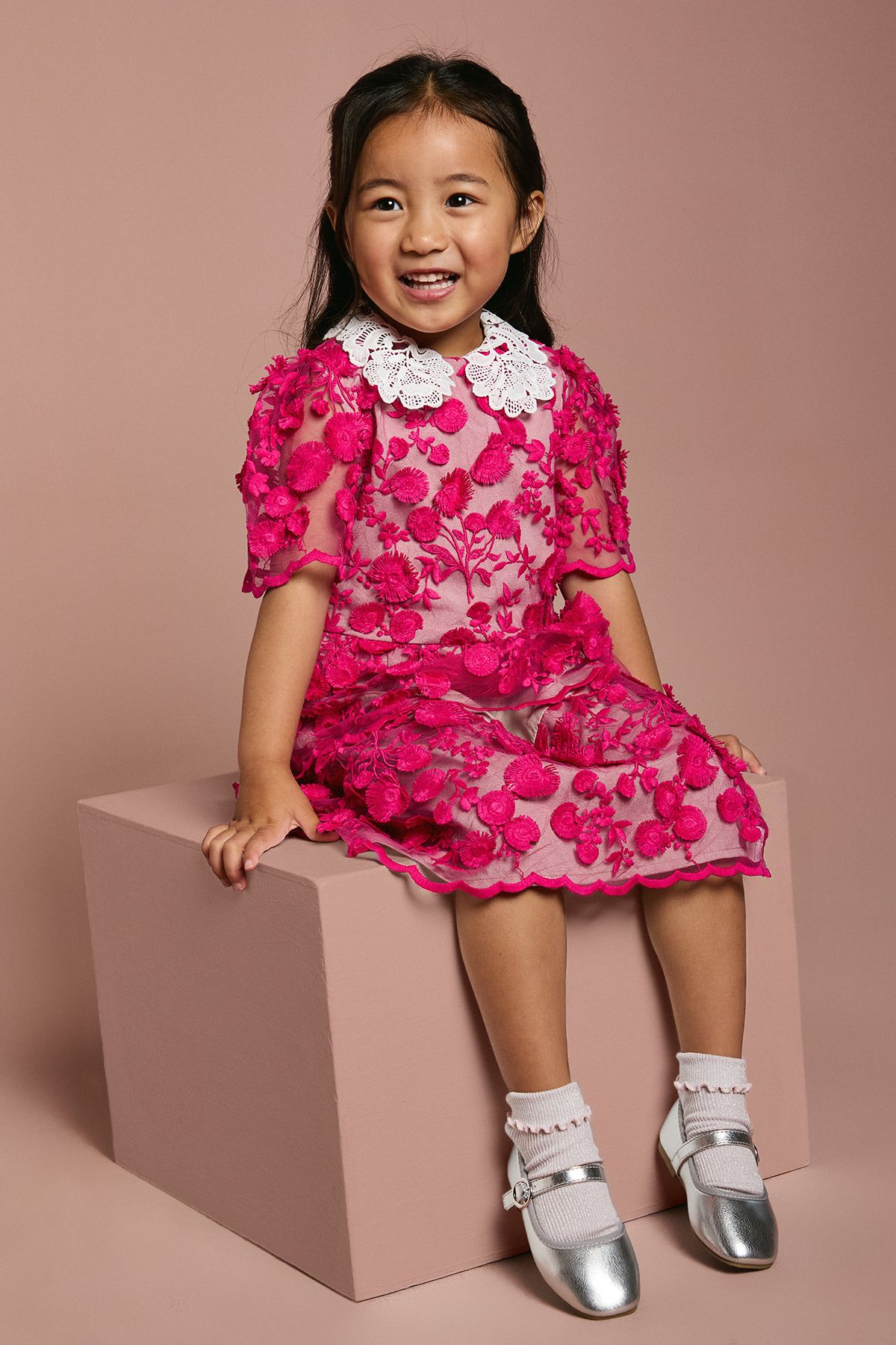 Coast Pink Children's Lace Collared Dress | PLT