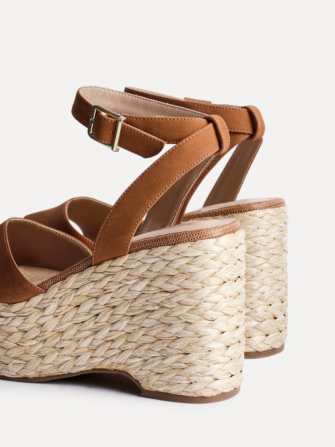 Linzi Tan Pacific Tan Faux Suede Espadrille Platform Wedge | PLT