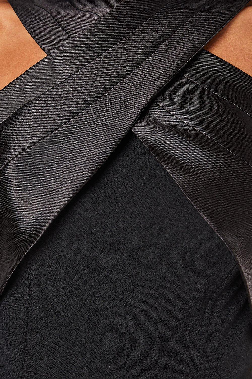 Coast Black Cross Over Front Bow Back Midi Dress | PrettyLittleThing