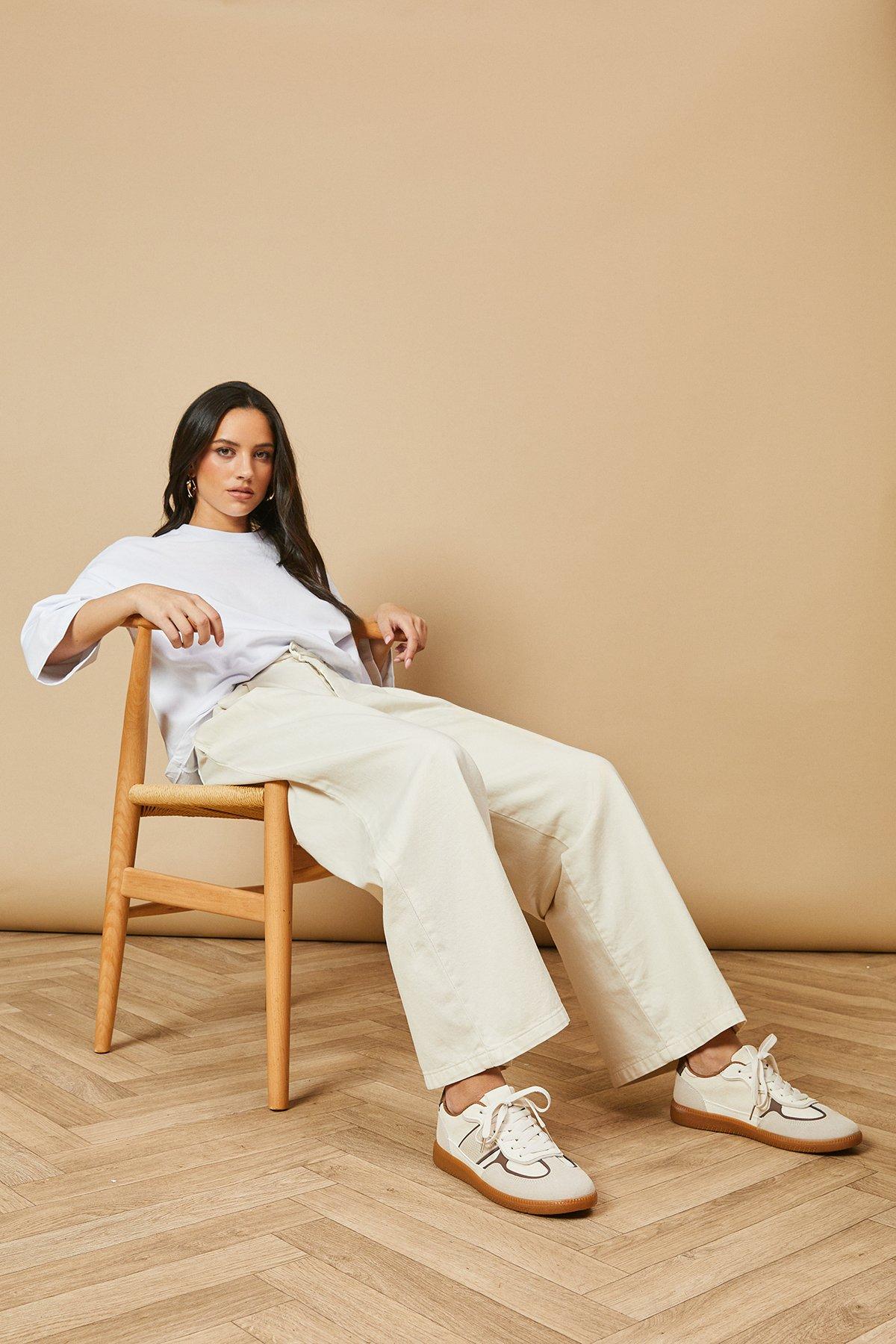 Oasis Brown Delcie Faux Suede Side Stripe Lace Up Trainers | PLT