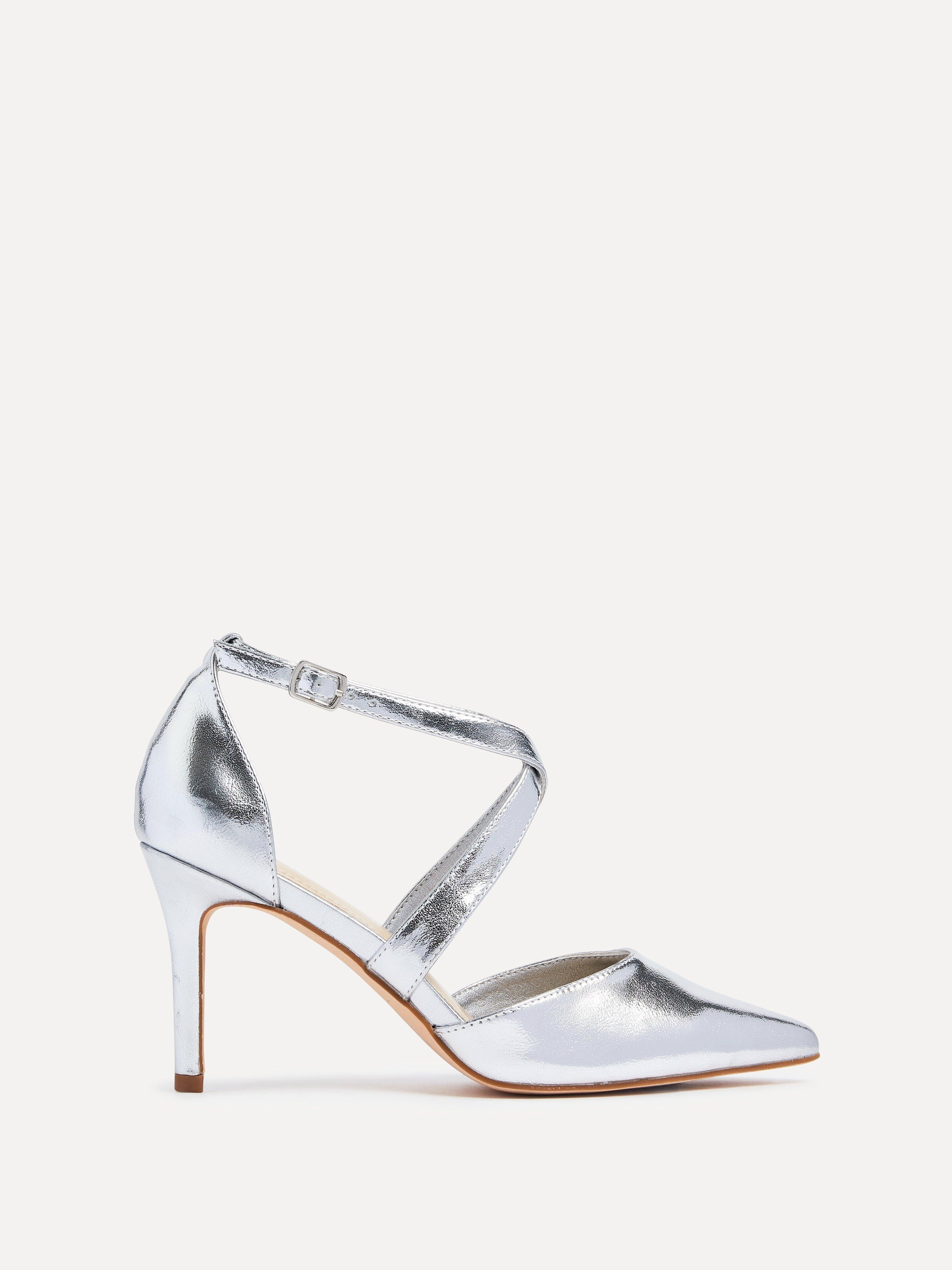 Linzi Silver Runway Silver Faux Leather Stiletto Court Heel | PLT