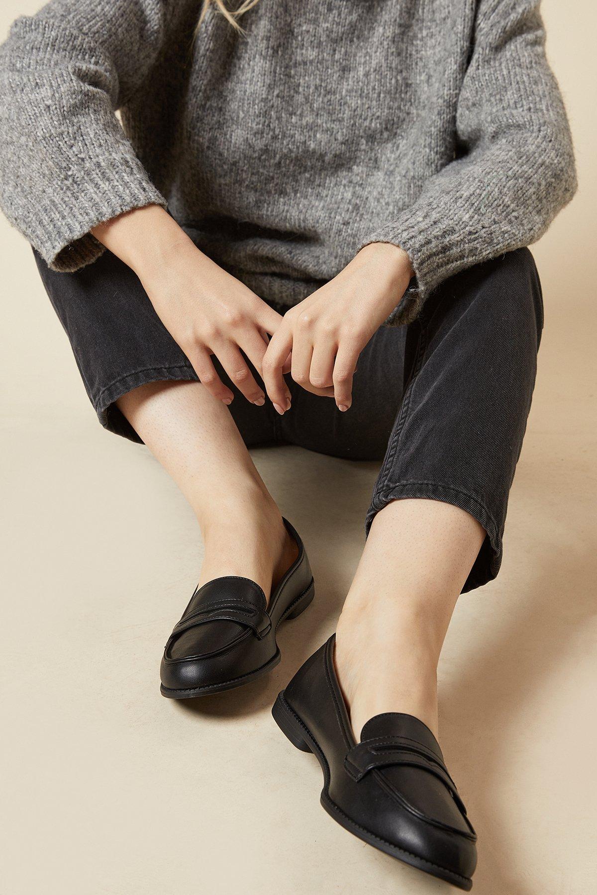 Dorothy Perkins Black Lara Penny Loafers | PLT