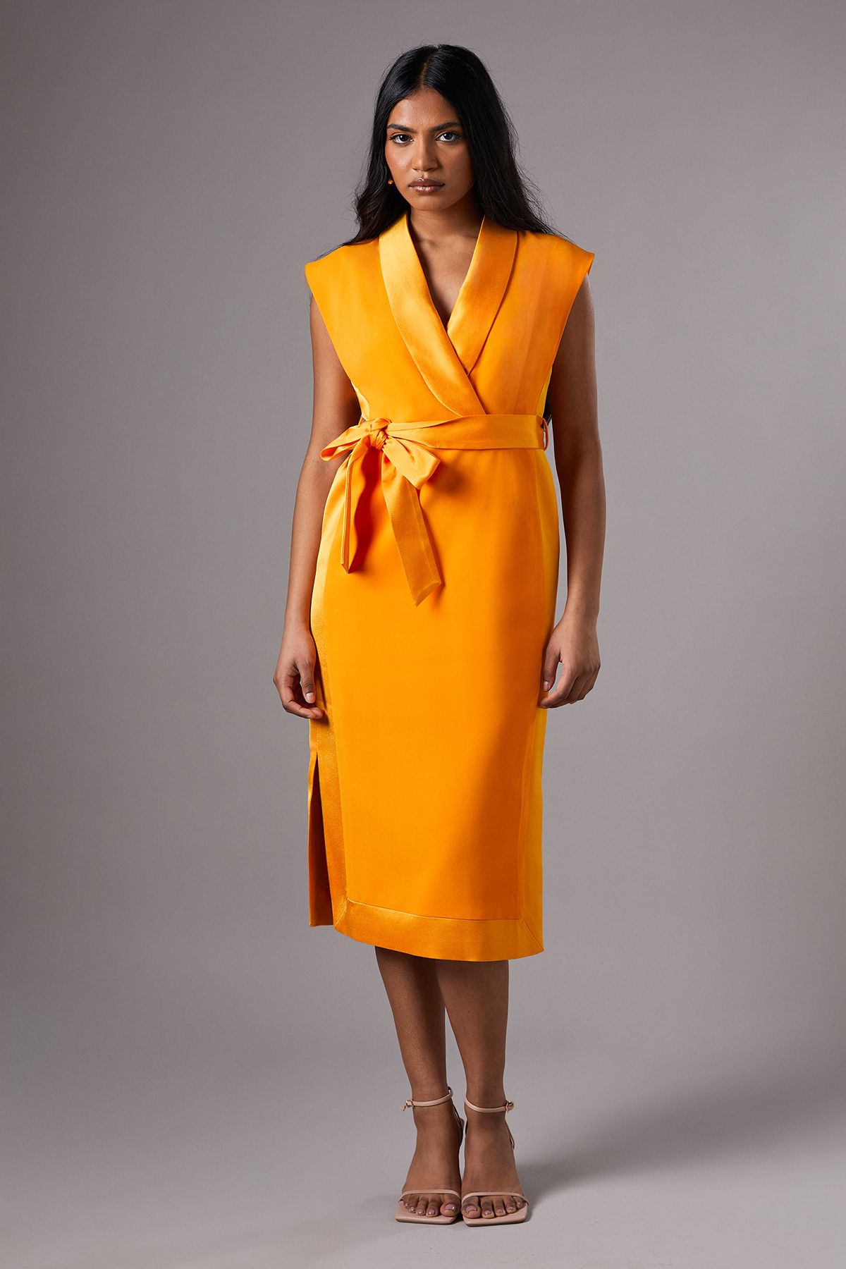 Coast Orange Petite Tux Satin Dress | PLT