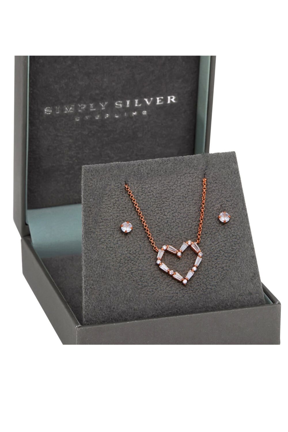 Simply Silver Pink Sterling Silver Rose Gold With Cubic Zirconia Open ...