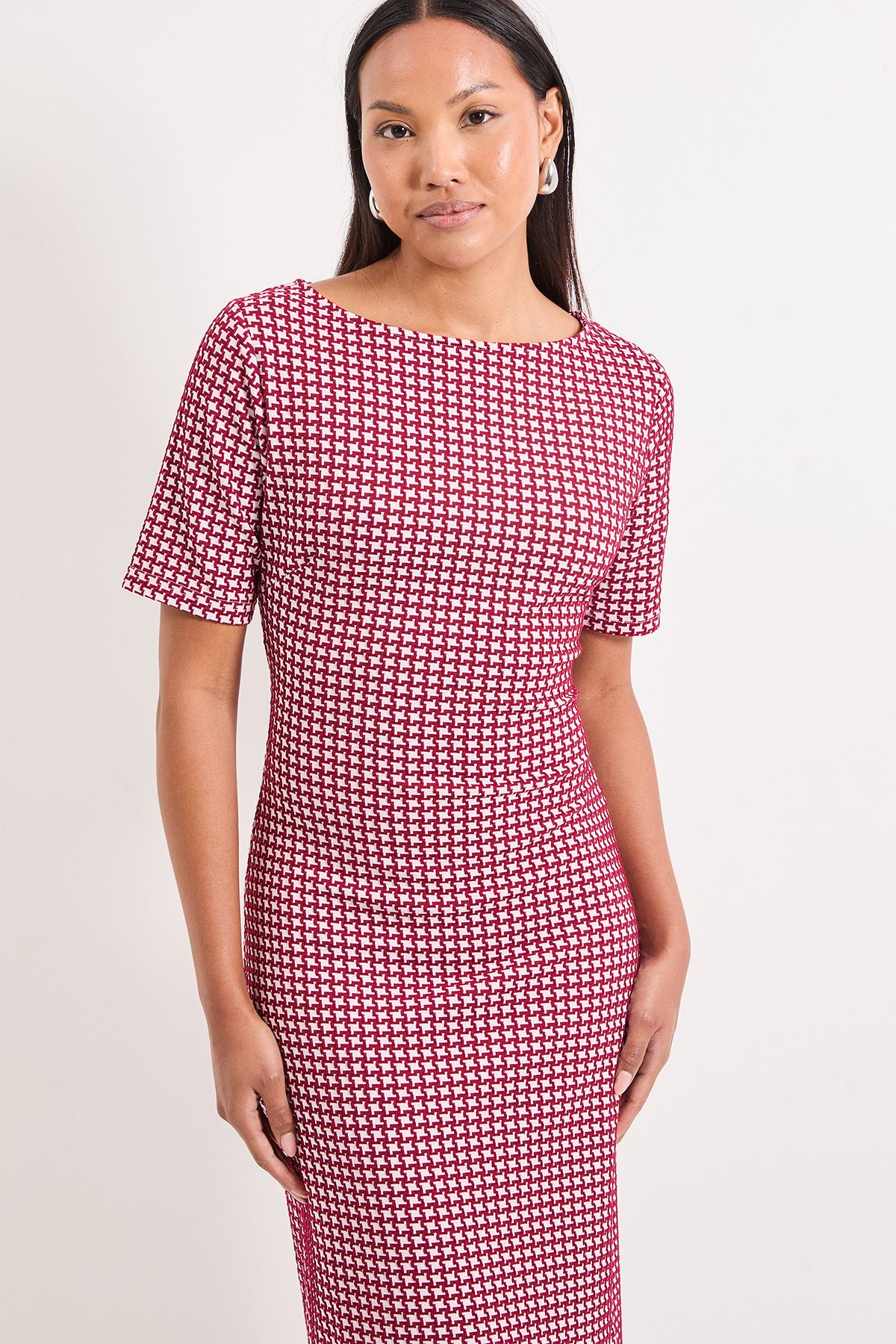 Principles Wine Wine Slash Neck Ponte Midi Dress | PLT