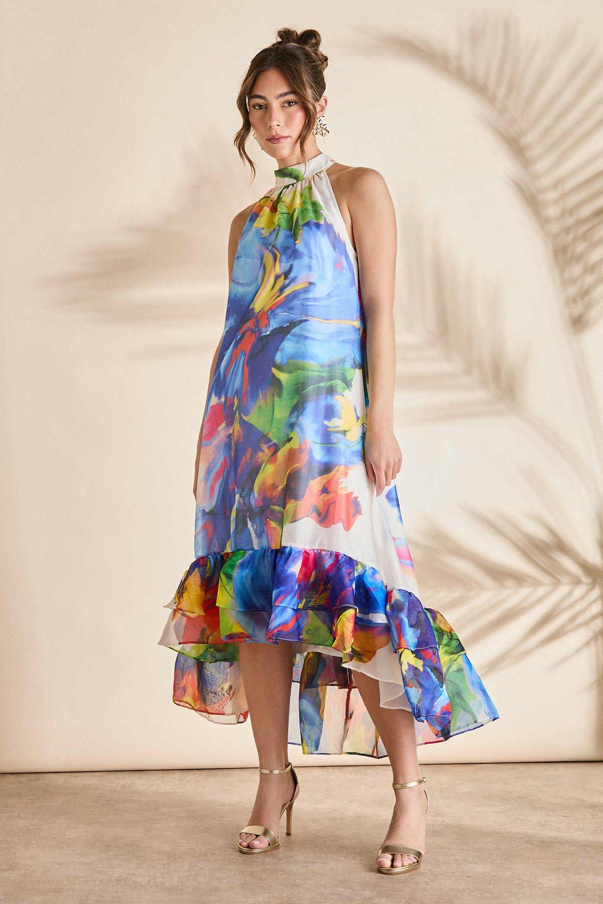 Coast Multi Drop Hem Halter Volume Maxi Dress | PLT