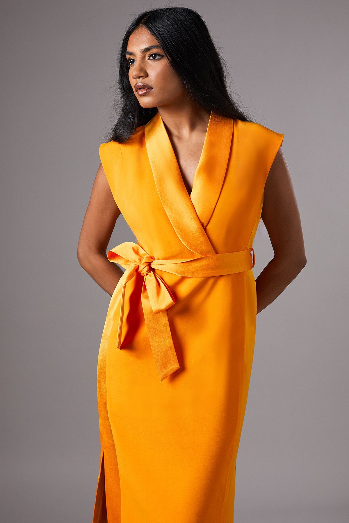 Coast Orange Petite Tux Satin Dress | PLT