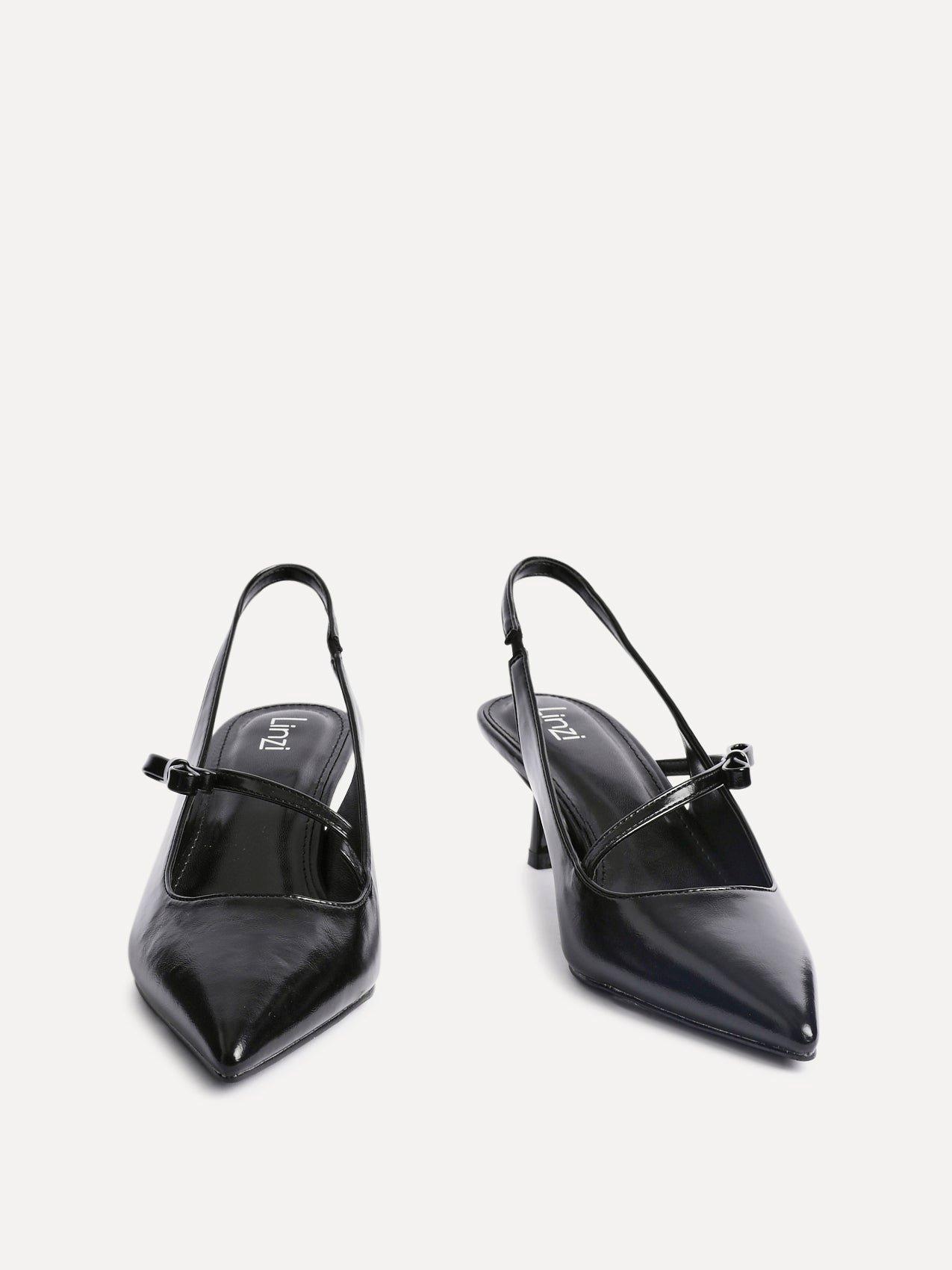 Linzi Black Timeless Black Faux Leather Court Heel | PLT