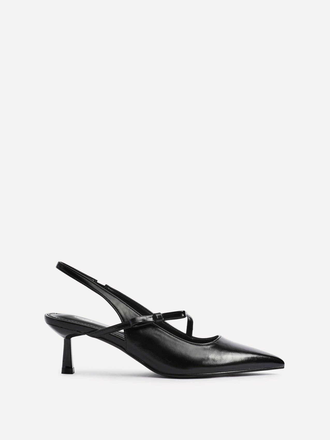 Linzi Black Timeless Black Faux Leather Court Heel | PLT