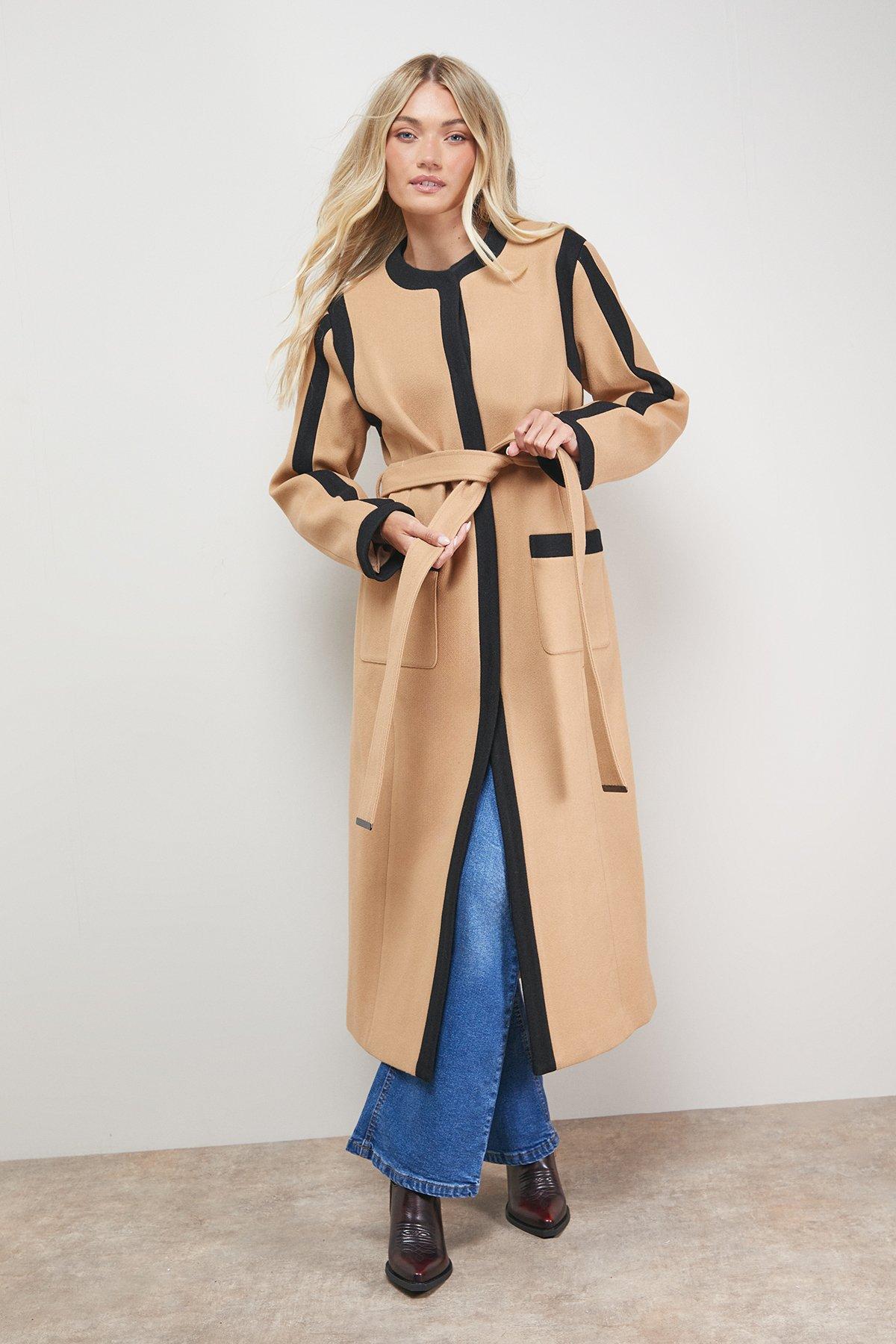 Oasis Camel Tipped Coat | PLT