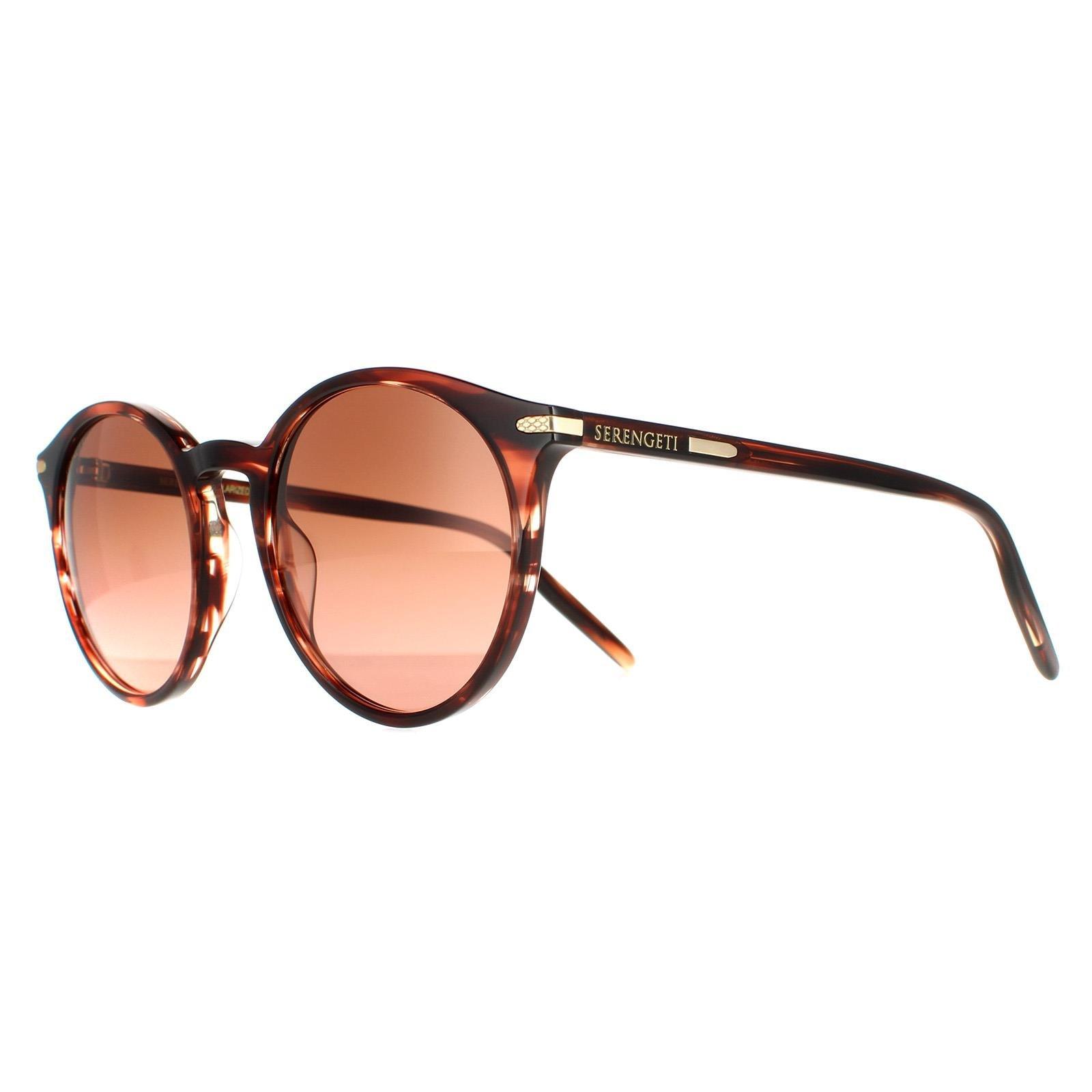 Serengeti Brown Round Shiny Striped Brown Mineral Polarized Drivers ...