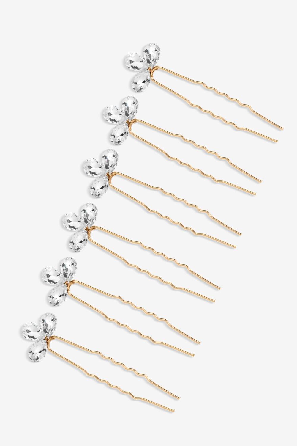 Jon Richard Gold Gold Plated Crystal Leaf Hair Pins - Pack Of 6 ...